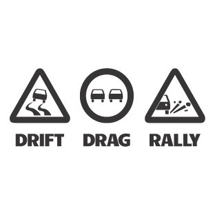Drift Drag Rally - Vis alle stickers - FolieGejl.dk